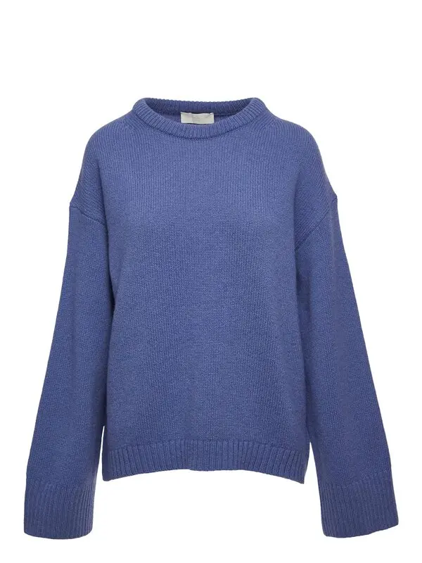 WAKAKUU Relaxed Fit Wool Cashmere Blend Sweater - Blue