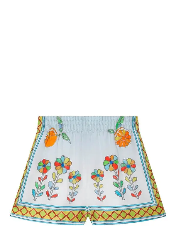 Casablanca Yoruba Flowers Silk Shorts - Multicolor