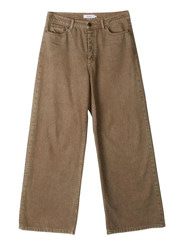 Stylein Kayne Wide Leg Jeans - Brown