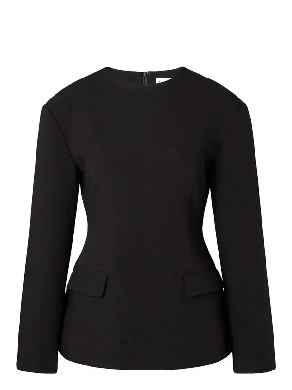 MALINA Athina Tailored Long Sleeve Blouse - Black