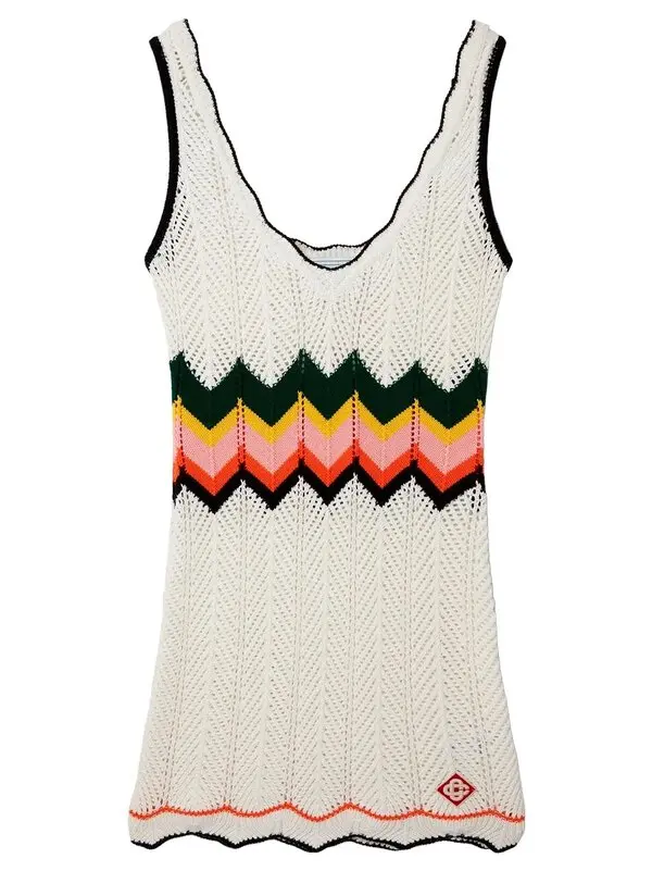 Casablanca Chevron Lace Mini Dress - Multicolor