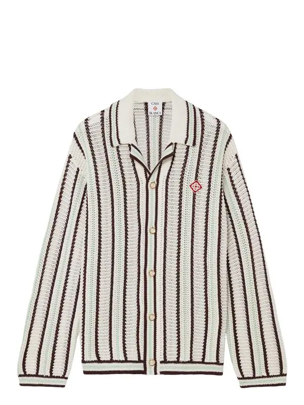 Casablanca Striped Cotton Crochet Shirt - Multicolor