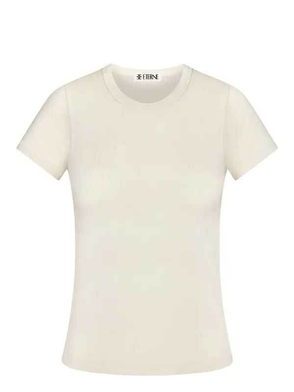 Eterne Fitted Crewneck Short Sleeve T-shirt - Cream