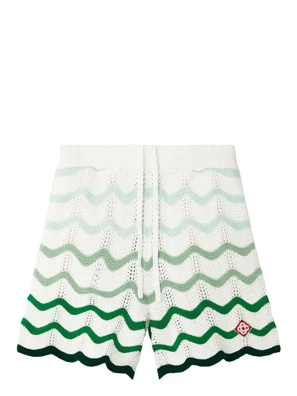 Casablanca Wavy Gradient Crochet Shorts - Green