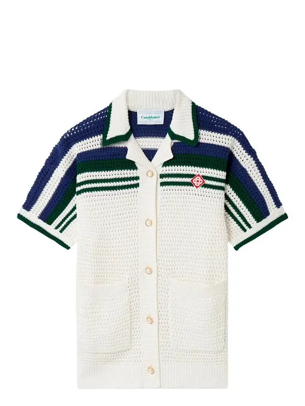 Casablanca Tennis Crochet Shirt - White