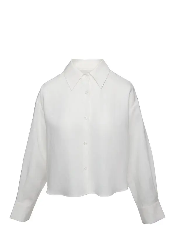 WAKAKUU Shirt Genoa Crop Linen - White