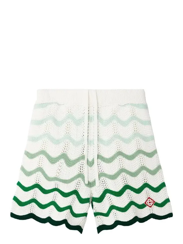 Casablanca Wavy Gradient Crochet Shorts - Green