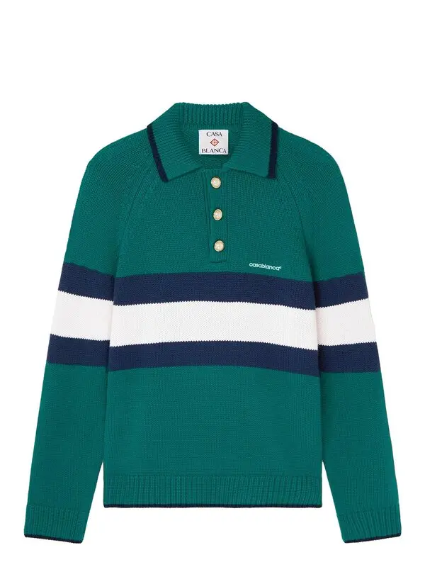 Casablanca Colourblock Polo Shirt - Blue