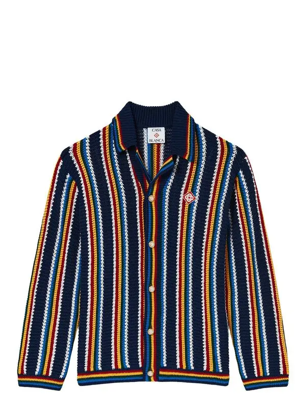 Casablanca Crochet Long Sleeve Stripe Shirt - Multicolor