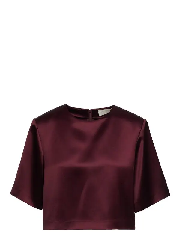 WAKAKUU Essa Satin Top - Burgundy