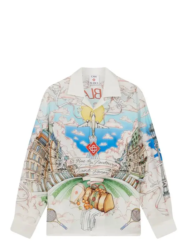 Casablanca Paris Store Long Sleeve Silk Shirt - Multicolor