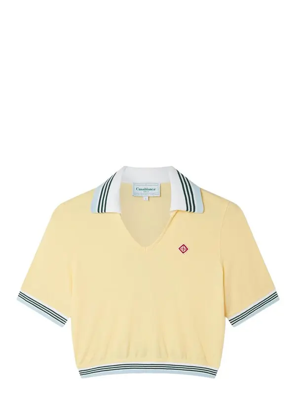 Casablanca Cropped Pique Polo - Multicolor