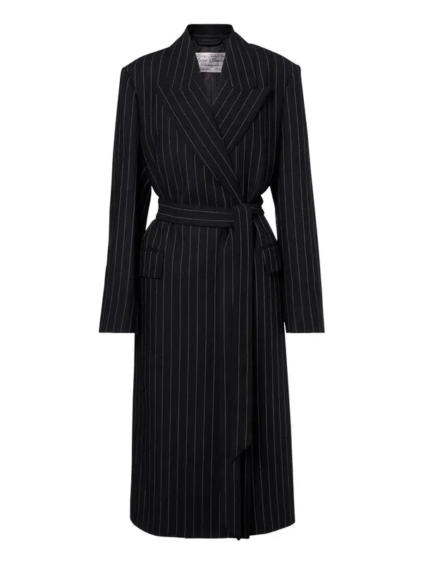 Acne Studios Pinstripe Wool Coat - Black