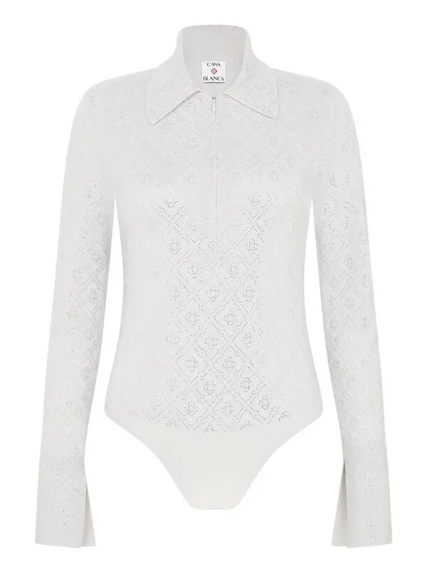 Casablanca Crystal Monogram Knit Bodysuit - Multicolor