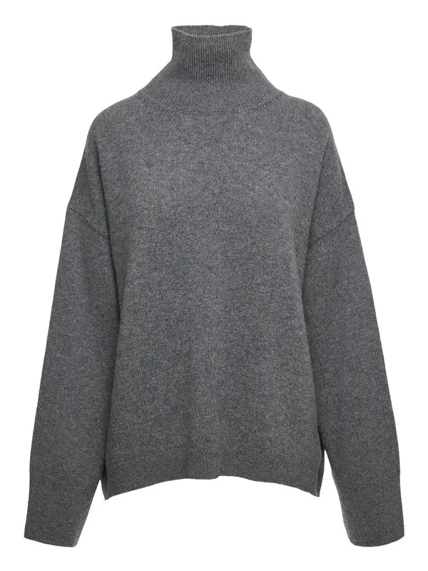 WAKAKUU Knitted Turtleneck Sweater - Grey