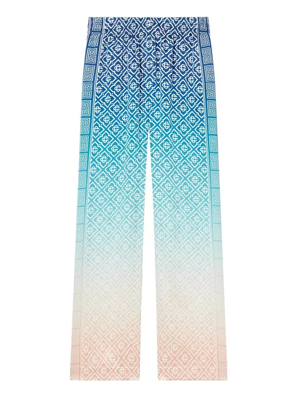 Casablanca Jacquard Gradient Silk Trousers - Blue