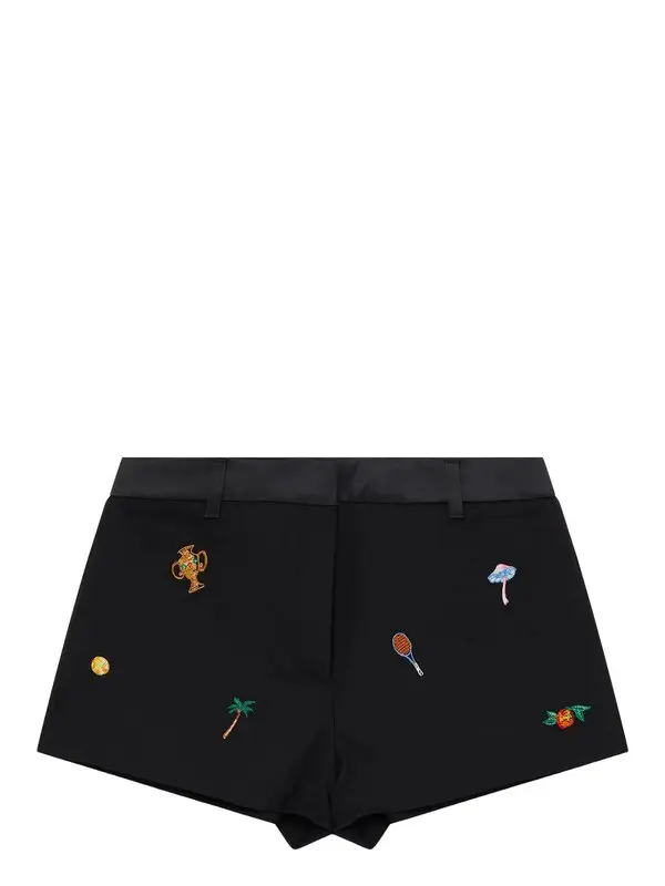 Casablanca Embroidered Motif Wool Tailored Shorts - Multicolor