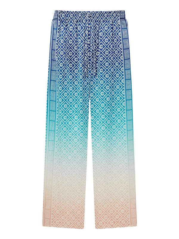 Casablanca Jacquard Gradient Silk Trousers - Blue