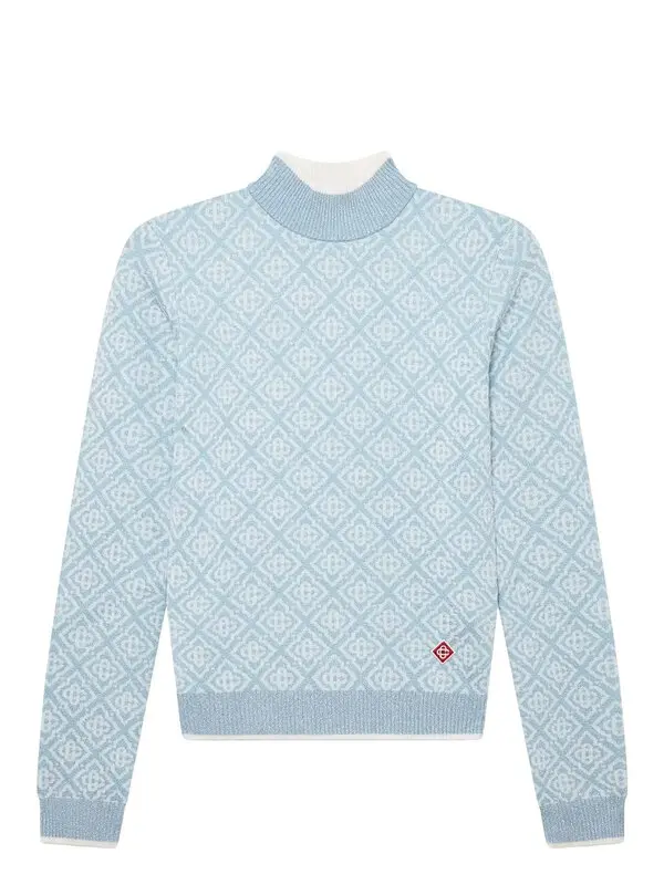 Casablanca Ski Monogram High Neck Top - Blue