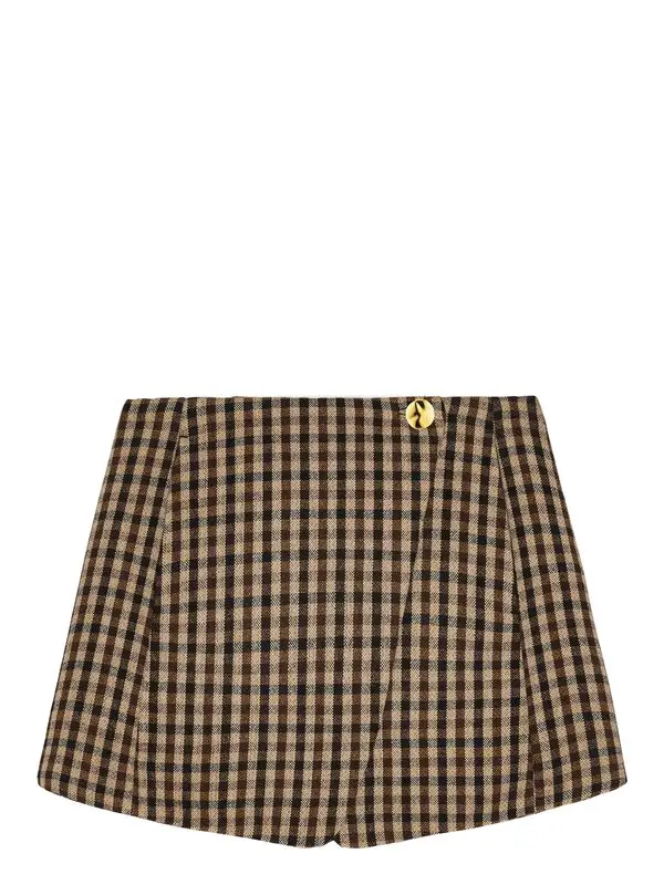 GANNI Wool-blend Mini Skirt - Check