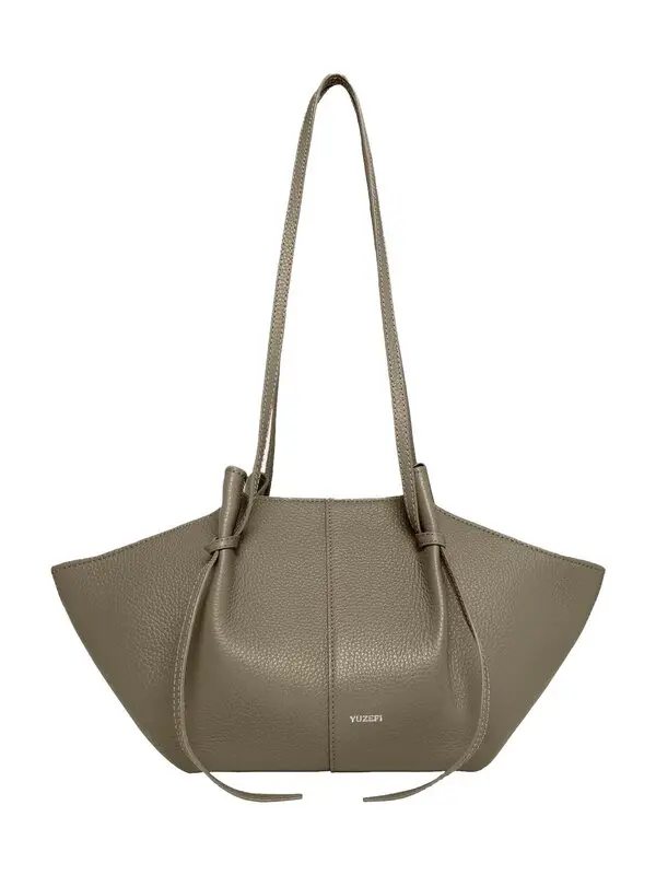 Yuzefi Mochi Pebble Grain Leather Bag - Taupe