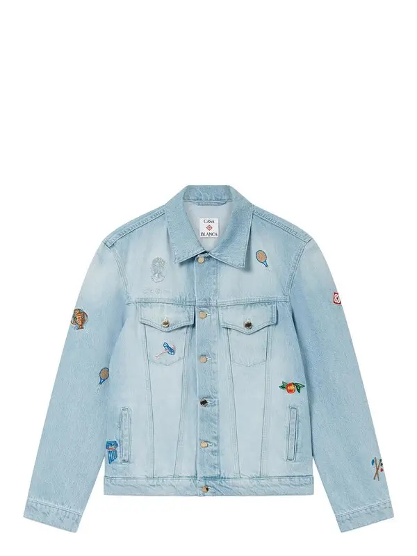 Casablanca Embroidered Denim Jacket - Multicolor