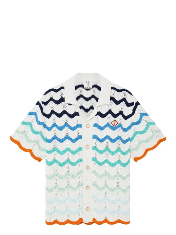 Casablanca Gradient Wave Short Sleeve Crochet Shirt - Multicolor