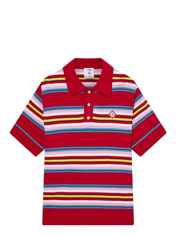 Casablanca Stripe Oversized Polo Shirt - Red