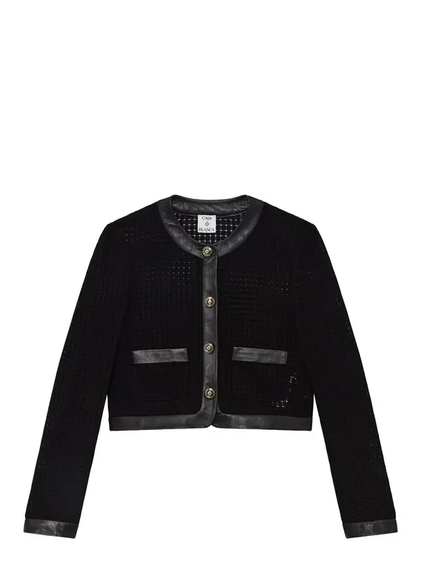 Casablanca Open Weave Cropped Tailored Jacket - Multicolor