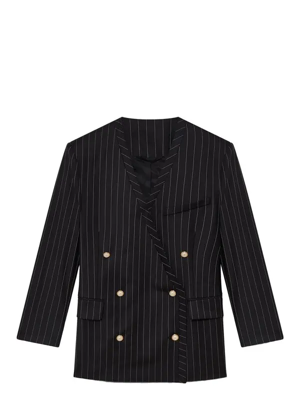 Casablanca Wool Pinstripe Oversized Blazer - Multicolor