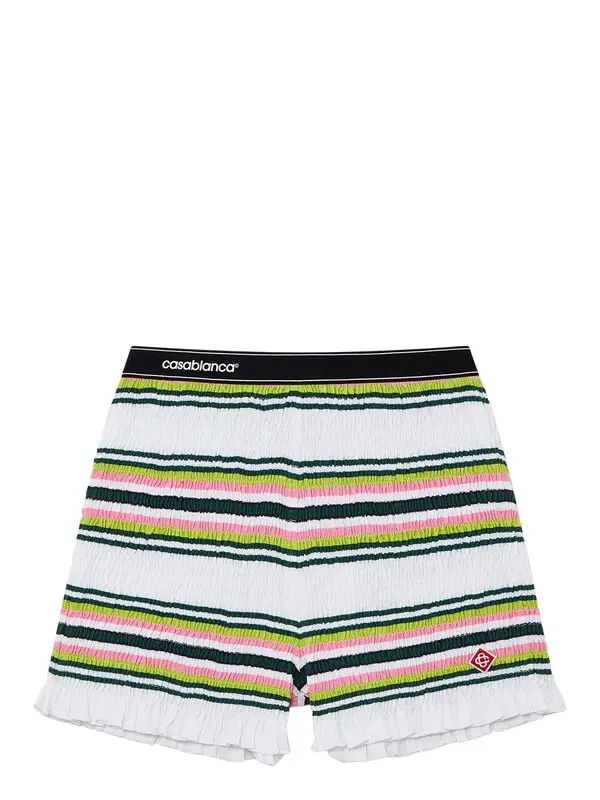 Casablanca Stripe Shirred Shorts - Multicolor