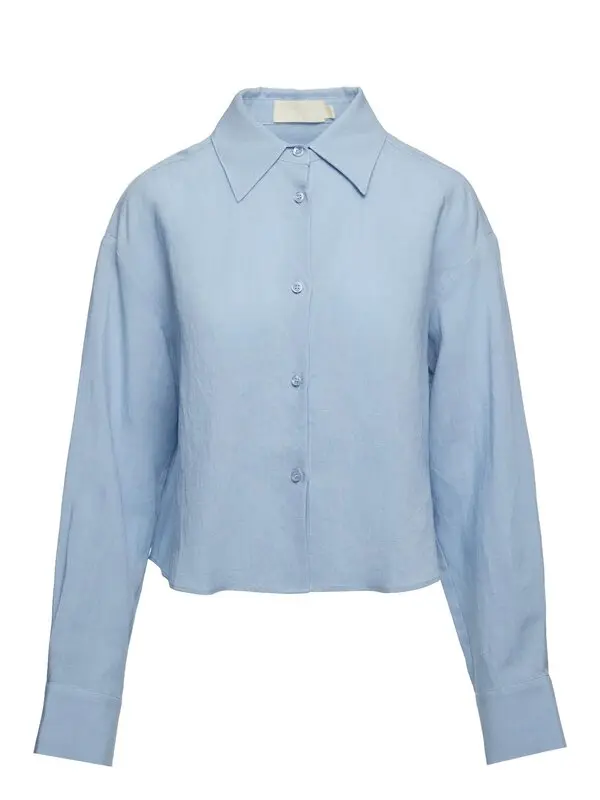 WAKAKUU Shirt Genoa Crop Linen - Light Blue