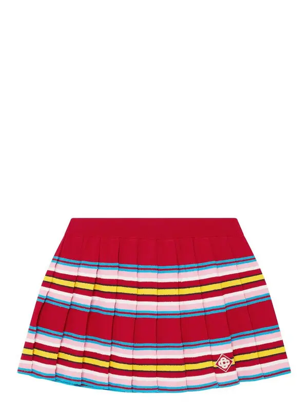 Casablanca Stripe Pleated Mini Skirt - Red