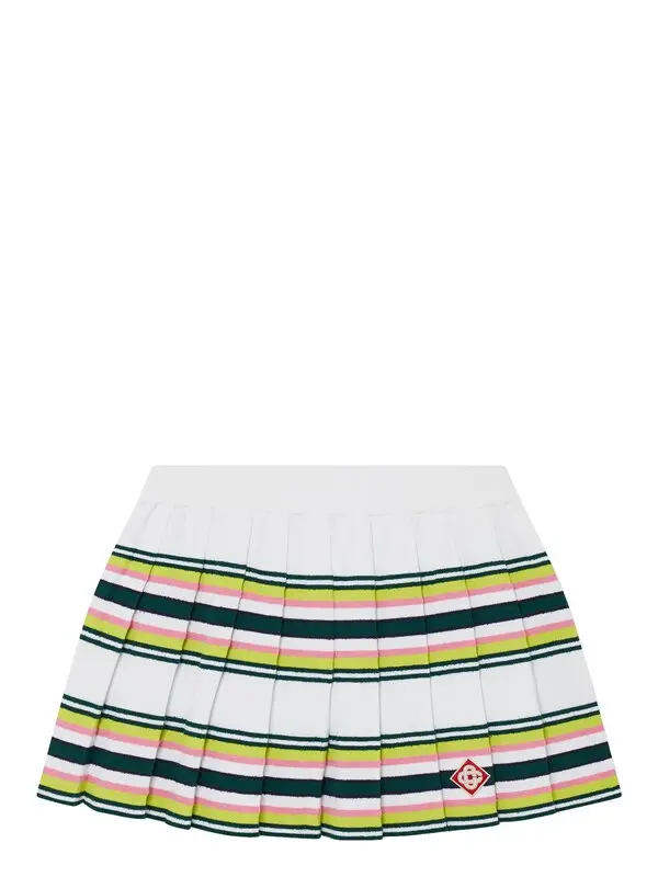 Casablanca Stripe Pleated Mini Skirt - Green