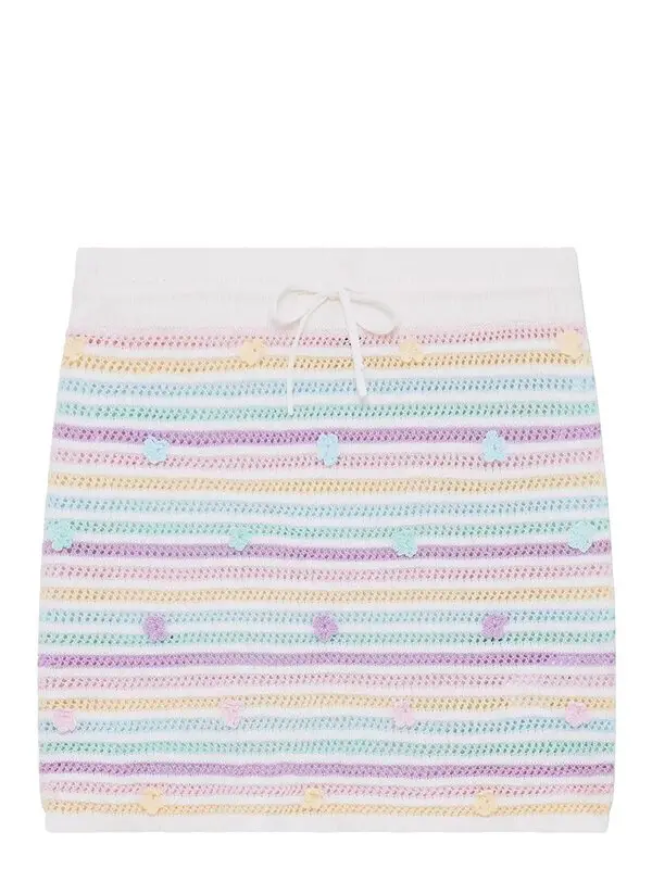Casablanca Flower Stripe Cotton Crochet Mini Skirt - Multicolor