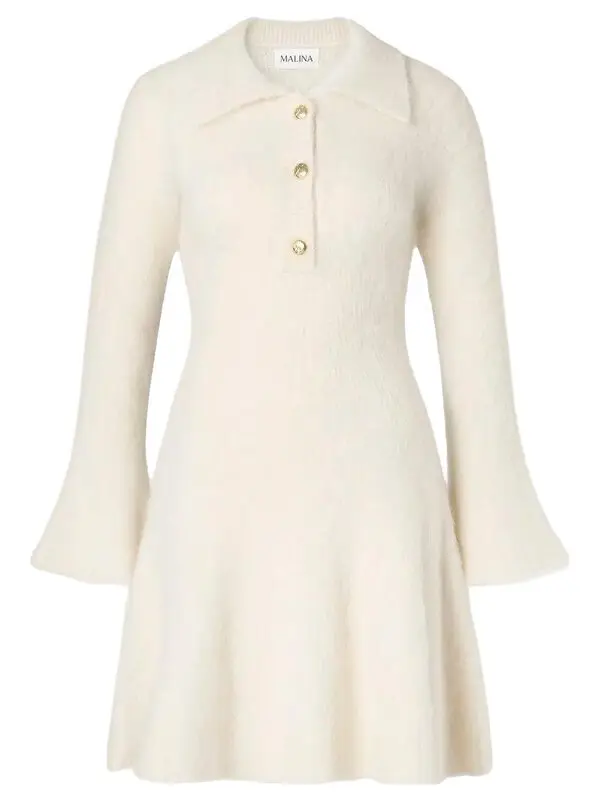MALINA Emelie Alpaca Blend Knitted Mini Dress - Vanilla