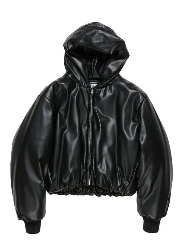 Acne Studios Hooded Faux Leather Jacket - Black