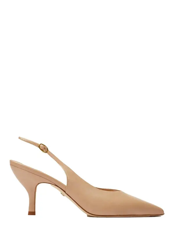 SANIA D'MINA Elena Leather Slingbacks - Beige
