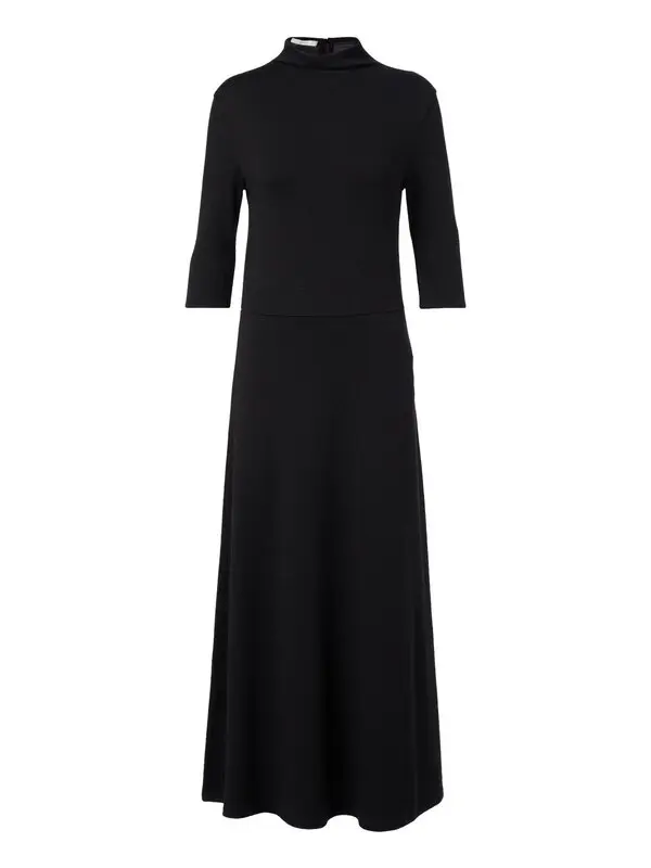 Vince Knit Turtleneck Elbow-sleeve A-line Dress - Black