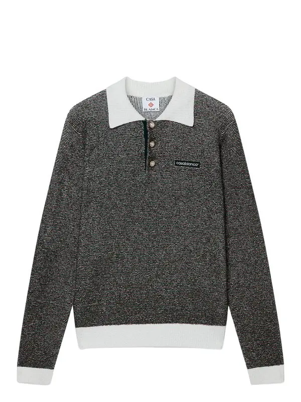 Casablanca Boucle Stripe Long Sleeve Polo Shirt - Multicolor