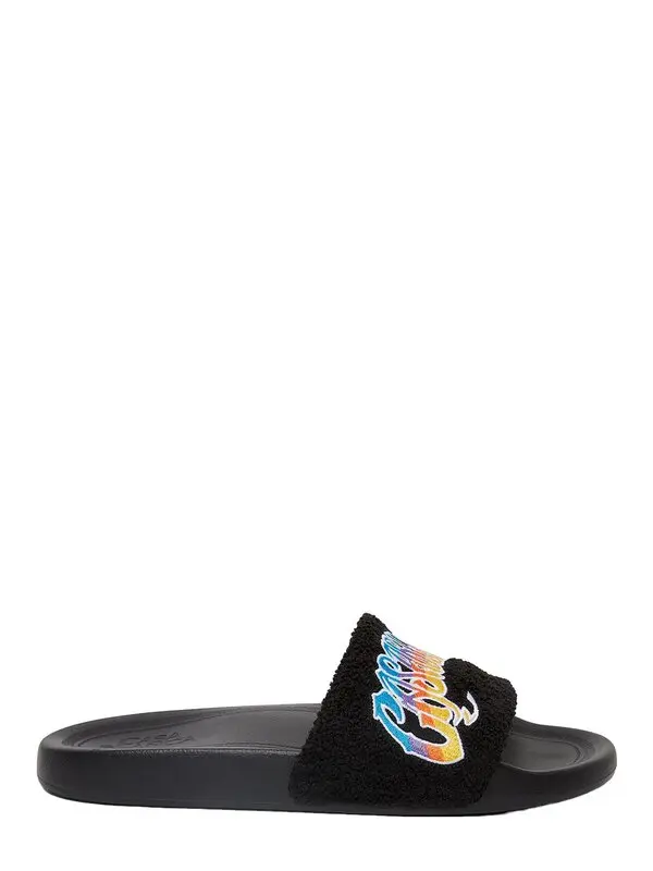 Casablanca Gothic Terry Sliders - Black