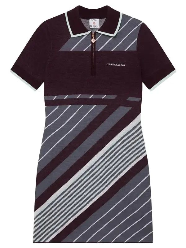 Casablanca Diagonal Tennis Merino Polo Dress - Multicolor