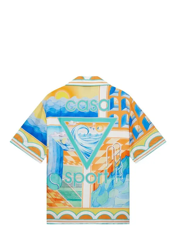 Casablanca Surreal Pool Short Sleeve Silk Shirt - Multicolor