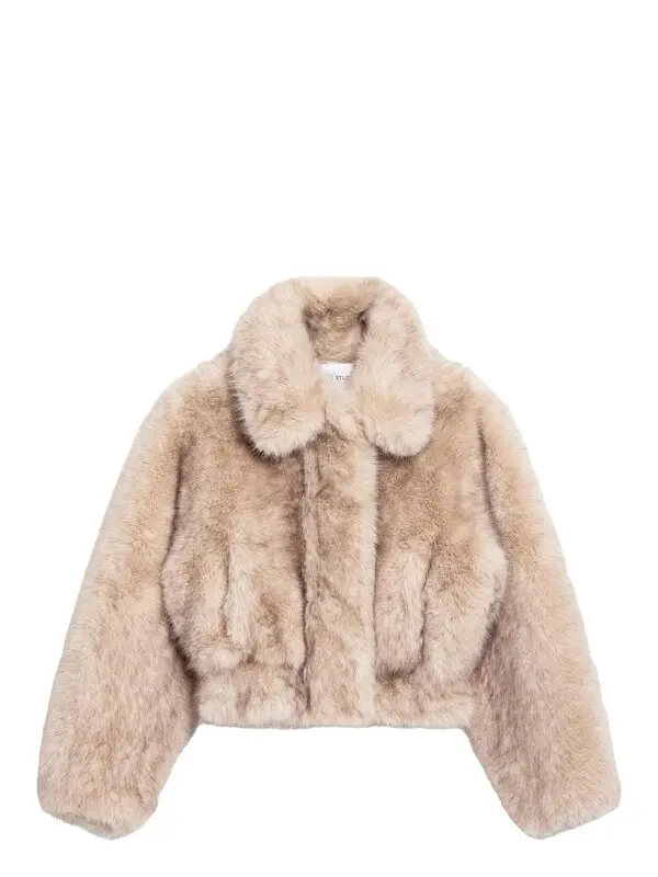 STAND STUDIO Lena Faux Fur Jacket - Natural