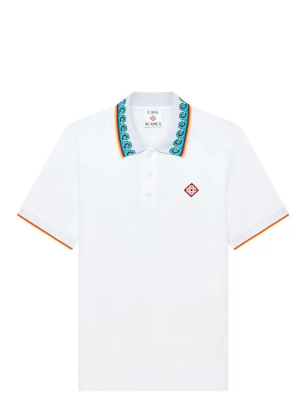 Casablanca Greco Wave Polo Shirt - Orange