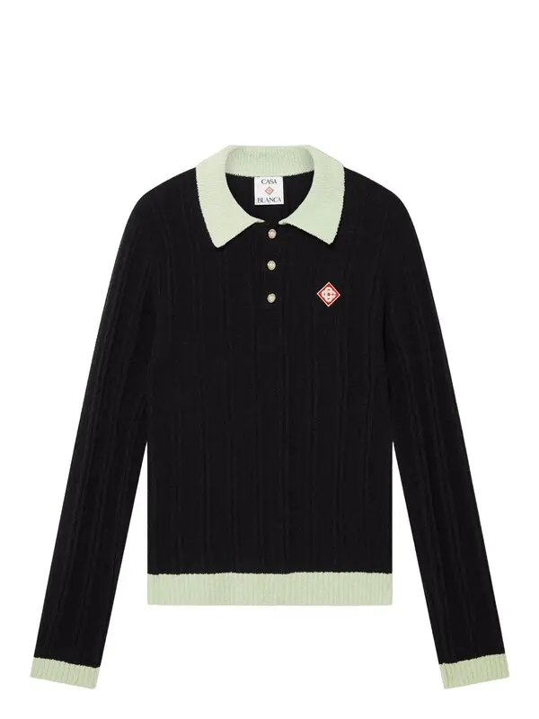 Casablanca Boucle Long Sleeve Polo Shirt - Multicolor