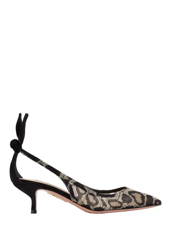 AQUAZZURA Bow Lace Pump 50 - Guld,svart