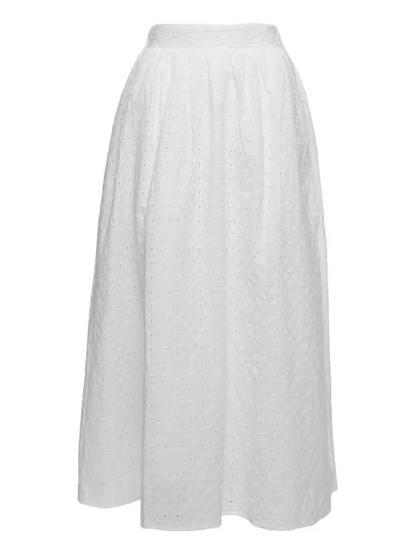 MandiBreeze Midi Skirt With Embroidery - White