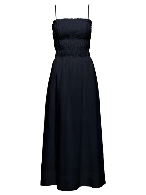 WAKAKUU Verona Linen Dress - Navy