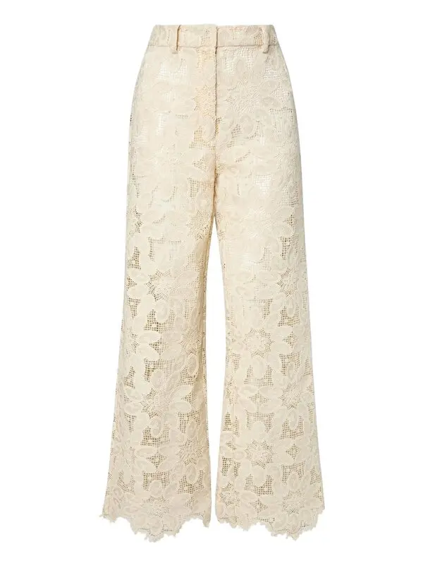 MALINA Natalina Guipure Lace Trousers - Sand